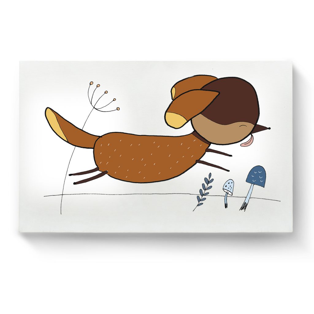 Little Happy Brown Running Dog Canvas Prints - Paintnest