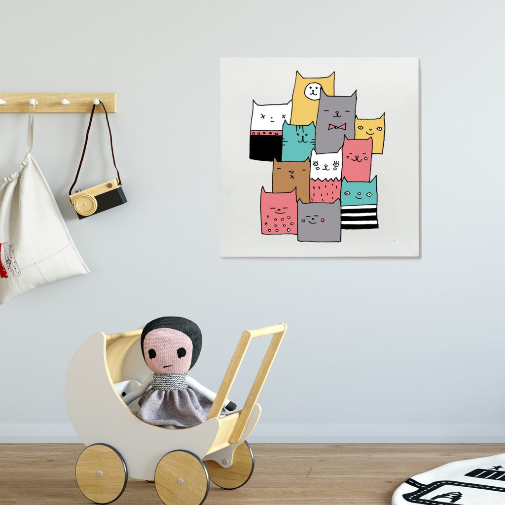 Colorful Hand Drawn Dressed Cats Team Canvas Prints - Paintnest