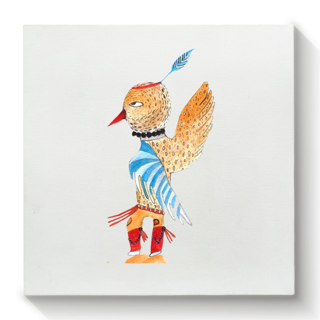 Watercolor Native American Bird God Symbol Canvas Prints - Paintnest