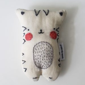Lovely Hand Embroidered Tiger Natural Cotton Textile Toy - Paintnest