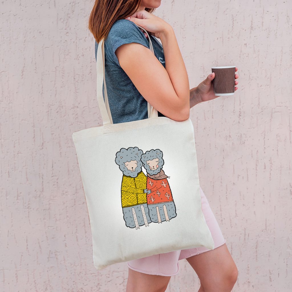 Lovely Couple Pair Married Sheep Love Hug Canvas Tote Bag - Paintnest